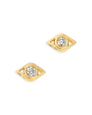 SYDNEY EVAN 14k Yellow Diamond Evil Eye Stud Earrings - Gold