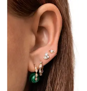 SYDNEY EVAN 14k Yellow Diamond Evil Eye Stud Earrings