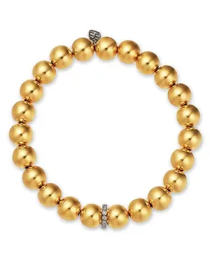 SYDNEY EVAN 14k Yellow Diamond Bezel Rondelle Beaded Bracelet - Gold