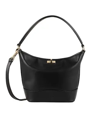 Sandro Small Leather Bucket Bag - Black