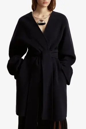 Marina Moscone Double Faced Wool Cocoon Coat