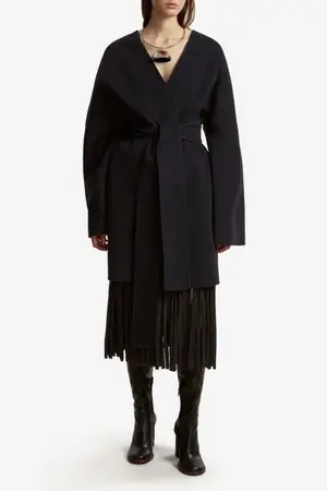 Marina Moscone Double Faced Wool Cocoon Coat