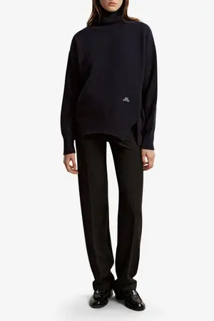 Marina Moscone Funnel Neck Pullover - Navy