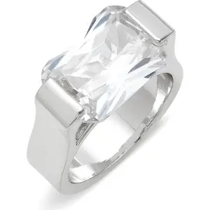 Nordstrom Cubic Zirconia Octagon Ring - Clear- Silver
