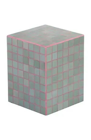 JONATHAN Y Callista 18" Modern Bohemian Ceramic Tiled Rectangle End Table Sage Gray/pink