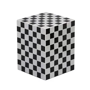 JONATHAN Y Callista 18" Modern Bohemian Ceramic Tiled Rectangle End Table Stone Black