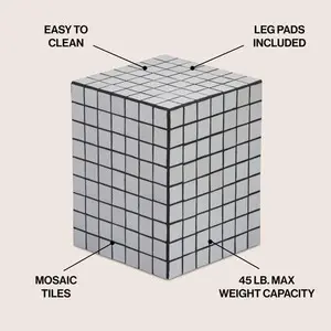 JONATHAN Y Callista Modern Ceramic Tiled Cube Side Table - White Black