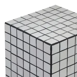 JONATHAN Y Callista Modern Ceramic Tiled Cube Side Table - White Black