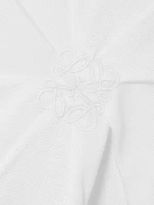 Loewe Gathered Embroidered Cotton-blend Piqué T-shirt