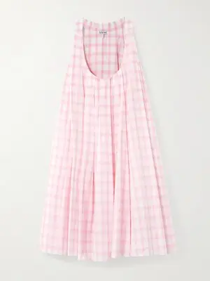 Loewe Pleated Checked Mini Dress