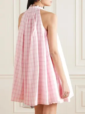 Loewe Pleated Checked Mini Dress