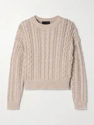 NILI LOTAN Rory Cable-knit Cotton Sweater