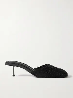ST. AGNI Fleece Mules - Black