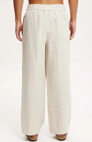 COTTON ON Super Baggy Linen Pant - Oatmeal