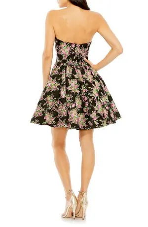 Mac Duggal Strapless Brocade Mini Dress
