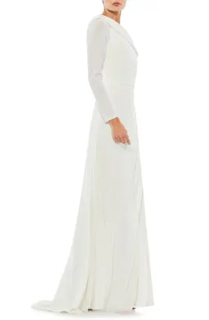 Mac Duggal Ruched Jersey Foldover Gown