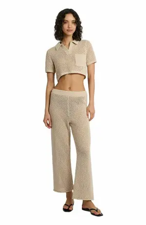 Onia Crochet Knit Cropped Polo