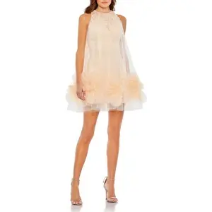 Mac Duggal Halter Neck Mini Dress - Peach