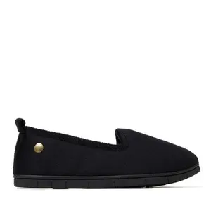 DEARFOAMS Velour Closed Back Slippers - Black