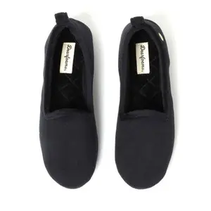 DEARFOAMS Velour Closed Back Slippers - Black
