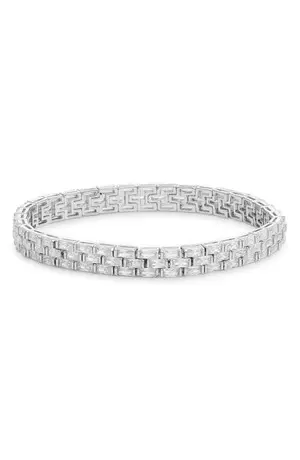 Nordstrom Cubic Zirconia Baguette Stretch Bracelet - Clear- Silver