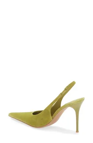 Jeffrey Campbell Slingback Pointed Toe Pumps - Bright Chartruese Suede
