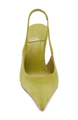 Jeffrey Campbell Slingback Pointed Toe Pumps - Bright Chartruese Suede