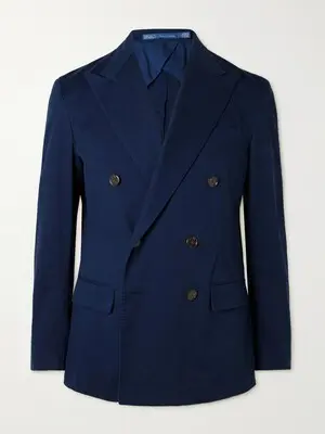 Polo Ralph Lauren Double-breasted Cotton-blend Twill Blazer - Blue
