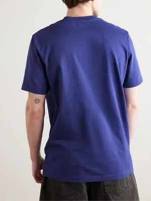 Moncler Logo-flocked Appliquéd Cotton-jersey T-shirt - Blue