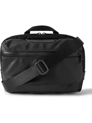 MASTER-PIECE CO Progress Leather-trimmed Coated Nylon-twill Messenger Bag - Black