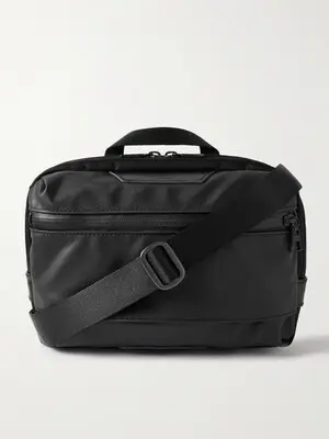 MASTER-PIECE CO Progress Leather-trimmed Coated Nylon-twill Messenger Bag - Black