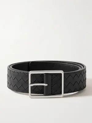 Bottega Veneta 3.5cm Intrecciato Leather Belt - Black
