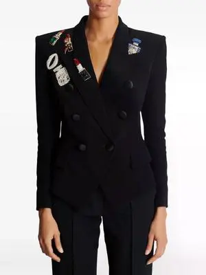 Balmain Embroidered Patches Fitted Jacket