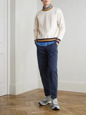 DRAKE'S Straight-leg Peached Cotton-twill Trousers