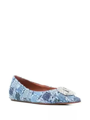 Amina Muaddi Camelia Ballet Flats - Blue