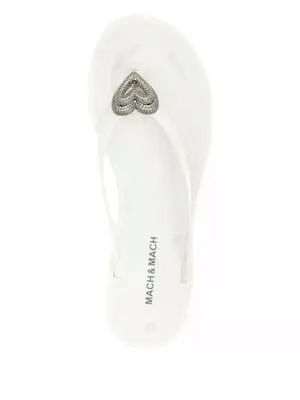 Mach & Mach Double Heart Flip Flops - White