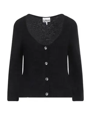 GANNI Cardigan In Alpaca Wool Blend - Black