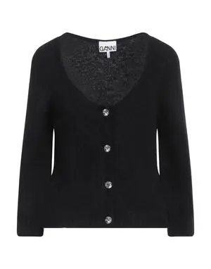 GANNI Cardigan In Alpaca Wool Blend - Black