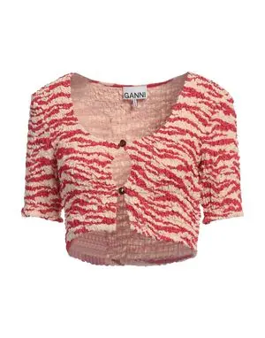 GANNI Crepe Crop Top - Beige