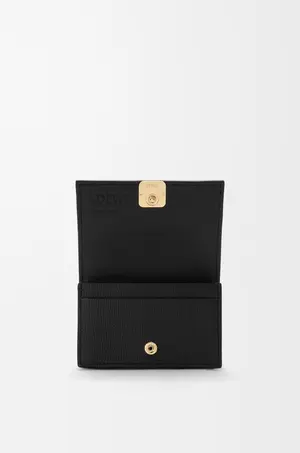 Loewe Anagram Business Cardholder In Pebble Grained Leather Skin - Black/gold