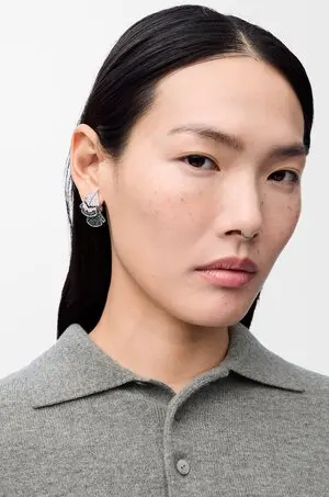 Loewe Feather Earrings - Silver/white