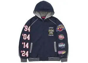 Supreme Playoffs Zip Up Hooded Sweatshirt - Navy Blue