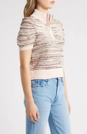 525 Shelby Stripes Ombré Cotton Polo Sweater