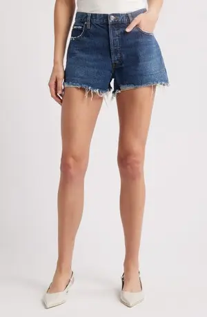 FRAME The Hang Frayed Hem Denim Shorts - Rafael