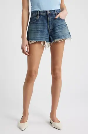 Frayed Hem Denim Shorts