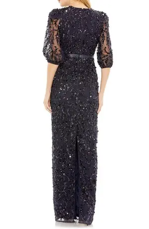 Mac Duggal Sequined Gown With Sleeves