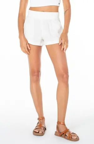 Roxy Laidback Cotton Gauze Shorts - Egret