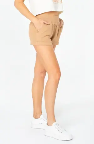 Roxy Laidback Cotton Gauze Shorts - Praline Solid