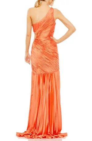 Mac Duggal One-shoulder Pleated Gown