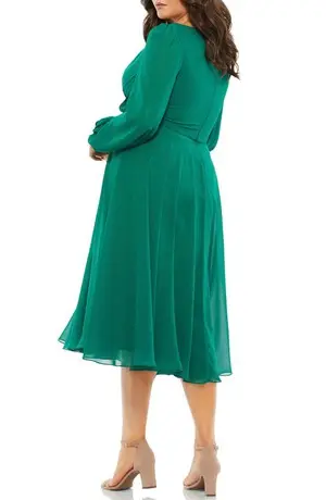 Mac Duggal Chiffon Bishop Sleeve Dress